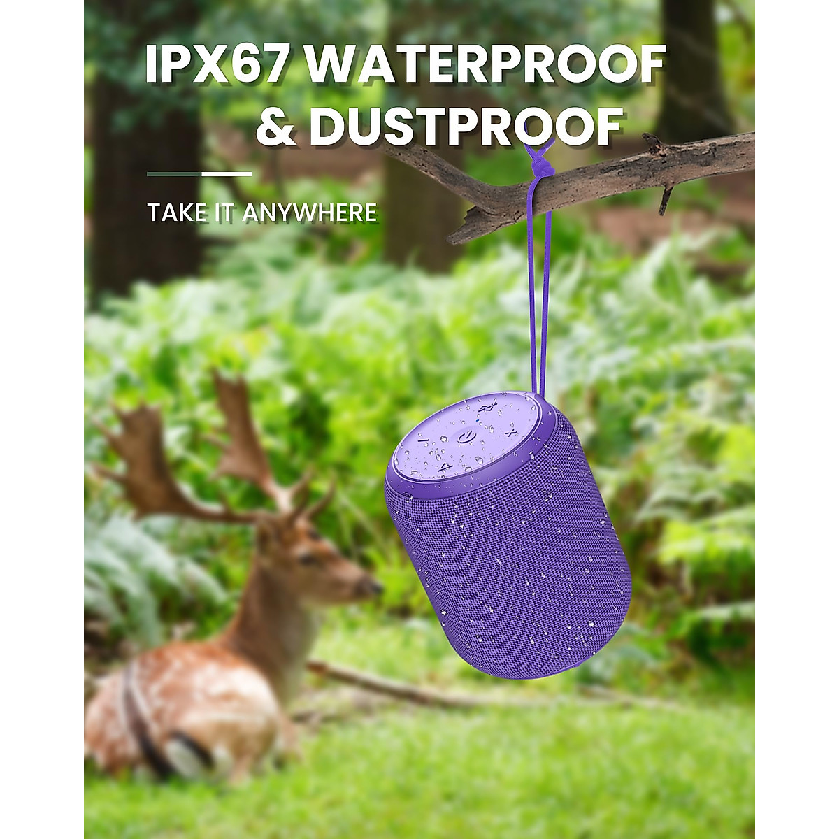 NOTABRICK Bluetooth Speakers,Portable Wireless Speaker with 15W Stereo Sound, IPX6 Waterproof Shower Speaker, Dual Pairs, Portable Speaker for Party Beach Camping