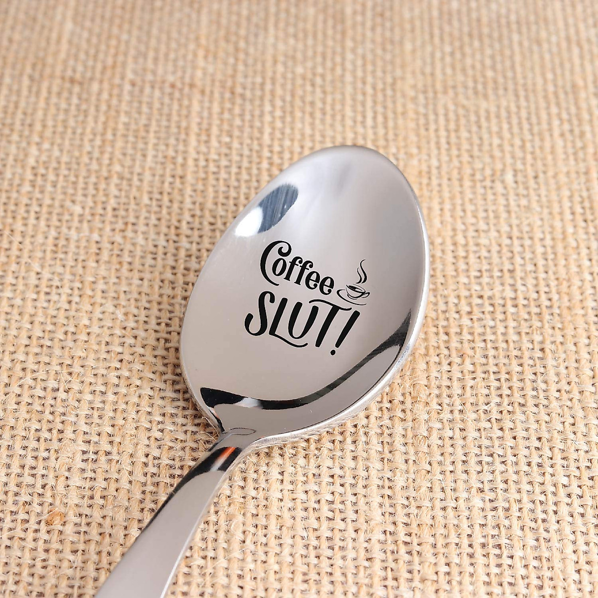 THE BASH AFFAIR Birthday Gifts For Women - Funny Coffee Lover Gift For Grandpa | Funny Birthday Christmas Gift Ideas For Friends Sister Aunt | Coffee Slut Spoon Gift - 7 Inch