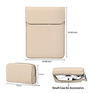 MOSISO Laptop Sleeve Compatible with MacBook Air 13 inch M2 A2681 M1 A2337 A2179 A1932/Pro 13 M2 M1 A2338 A2251 A2289 A2159 A1989 A1706 A1708, Faux Suede Leather Case with Small Bag, Apricot