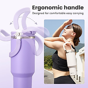 COKTIK 40 oz Tumbler with Handle and Straw, Double Insulated Tumblers with Flip Straw and Top Handle, Leakproof Tumbler, Stanley Cup, Insulated Water Bottle (Mauve)