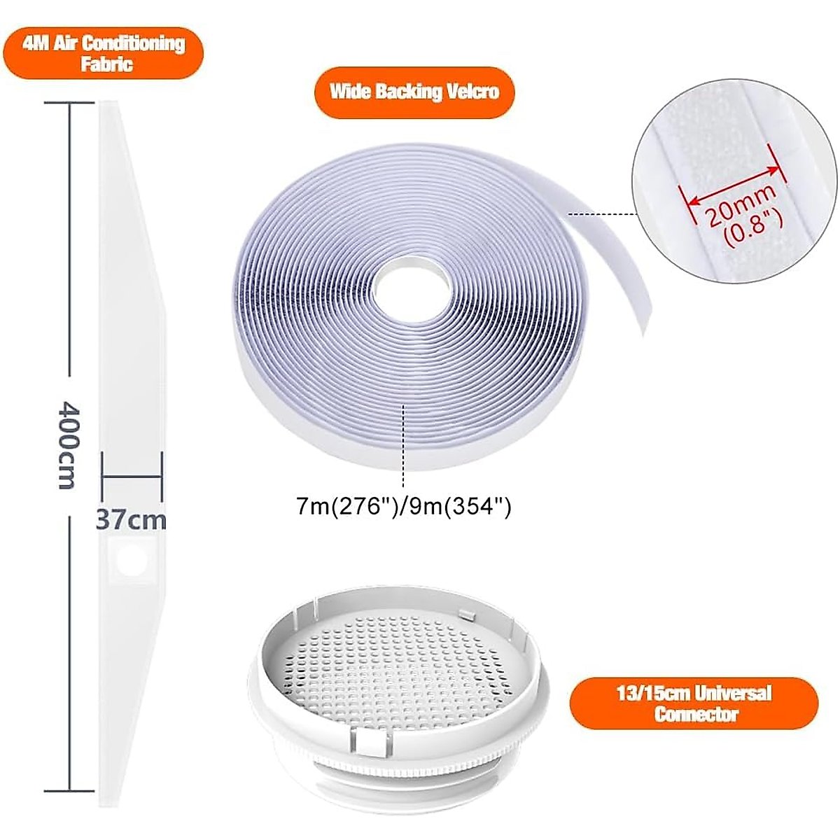 gulrear Portable Air Conditioner Window Seal Kit with Hose Connection Adapter 158"/400cm Portable A/C Window kit For Casement Windows Sealing AC Window Seal Vent Kit Hot Air Stop Air Exchange Guards…