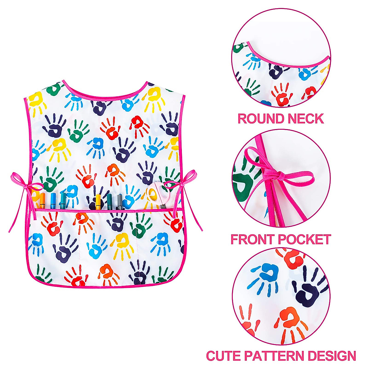 Fiodrimy 2 Pack Kids Art Smock, Waterproof Artist Painting Aprons, Sleeveless Children Art Smocks with Pockets for Age 2-7 Years
