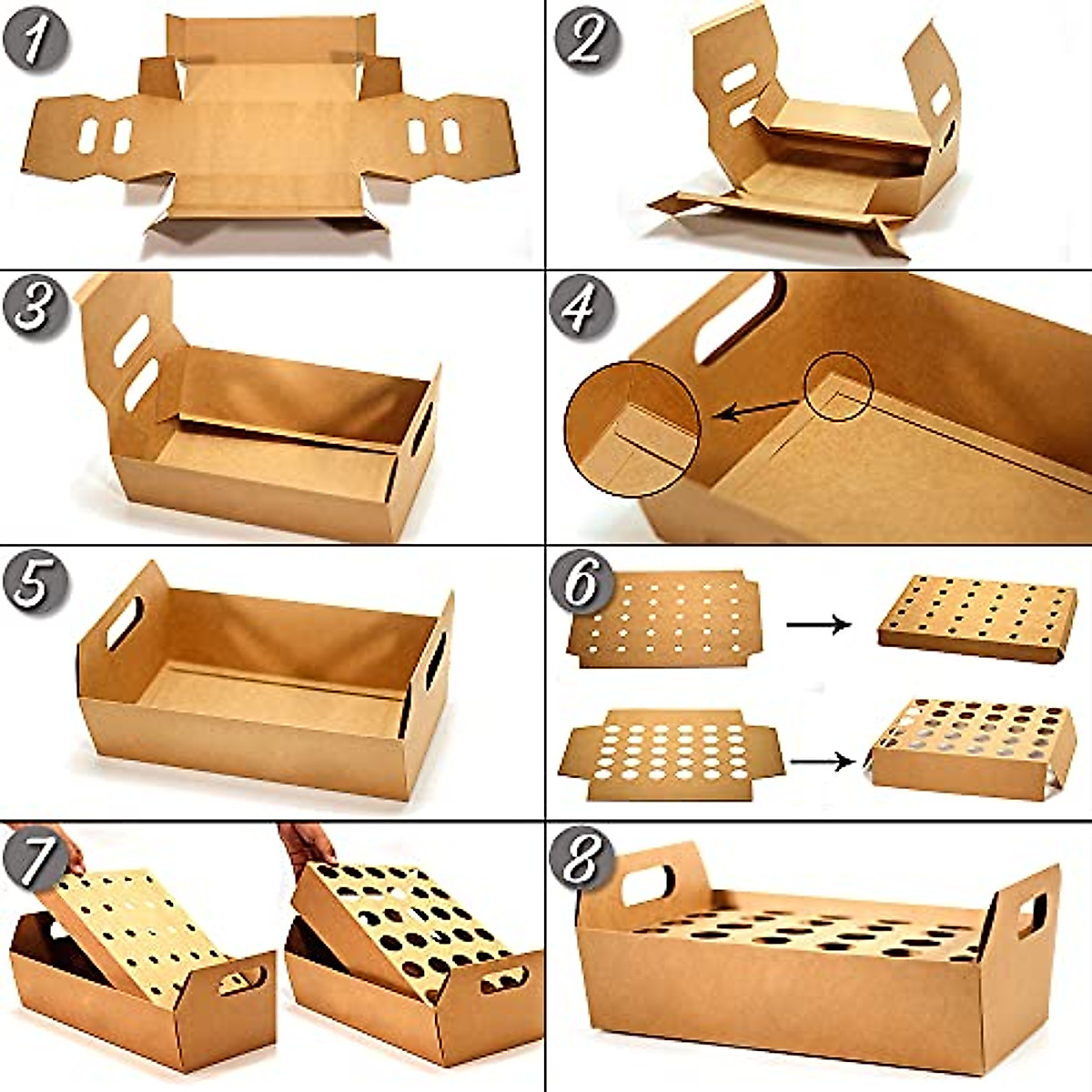 Party Confetti Cone Holder Box - Confetti for Gift Box Wedding, Stand Tray Box Total of 30 Holes for 30 Confetti Cone, and Include 32 Cone Papers (Kraft-F2pack)