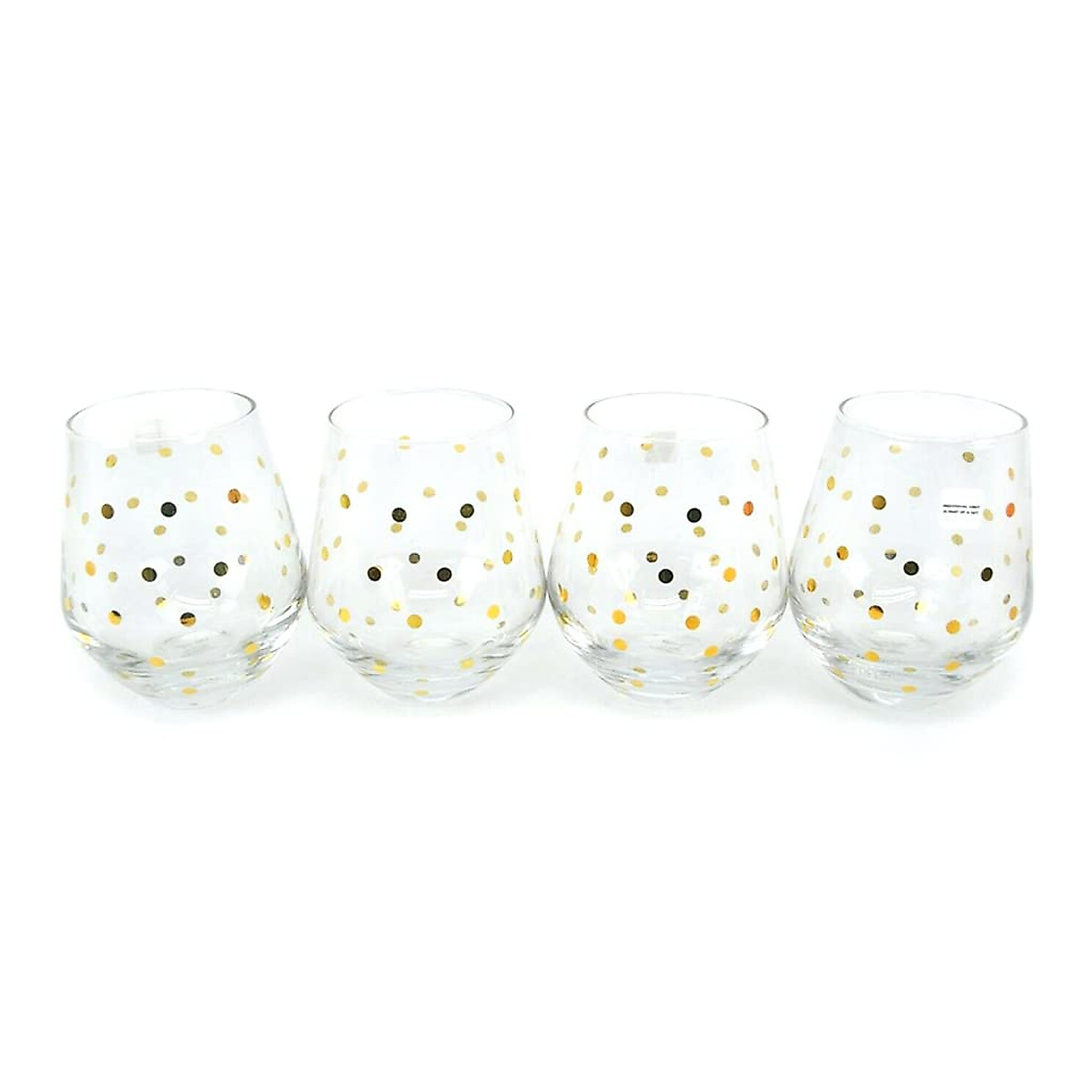 Kate Spade New York Larabee Dot 4-Piece Stemless Wine Glass Set, Gold