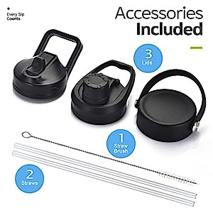 GUSKYDO 32 oz Vacuum Insulated Stainless Steel Water Bottle with Straw & Spout Lid -Leak Proof Water Bottle with Times Marker to Drink - Hot &Cold Double Wall Thermos Sports Water Flask (Pink/Blue)