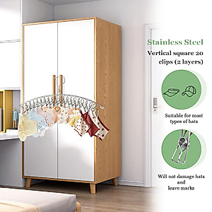 ZURLEFY 40 Clips Hat Holder Storage for Door Wall, Hat Hangers for Closet Organizer and Storage for Baseball Caps, Beanie & Accessories(26-02)