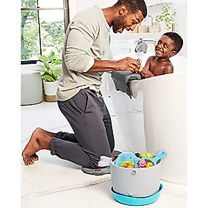 Skip Hop Baby Bath Toy Filled Bucket, Bath Toy & Bucket Gift Set, Grey