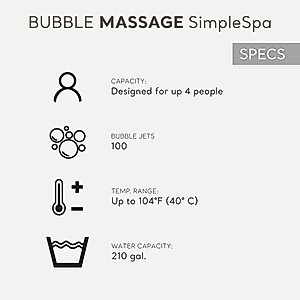 INTEX 28483E SimpleSpa Bubble Massage Spa: includes Insulated Cover – Built-in QuickFill Inflation – Soothing Jets – 4 Person Capacity – 77" x 26"