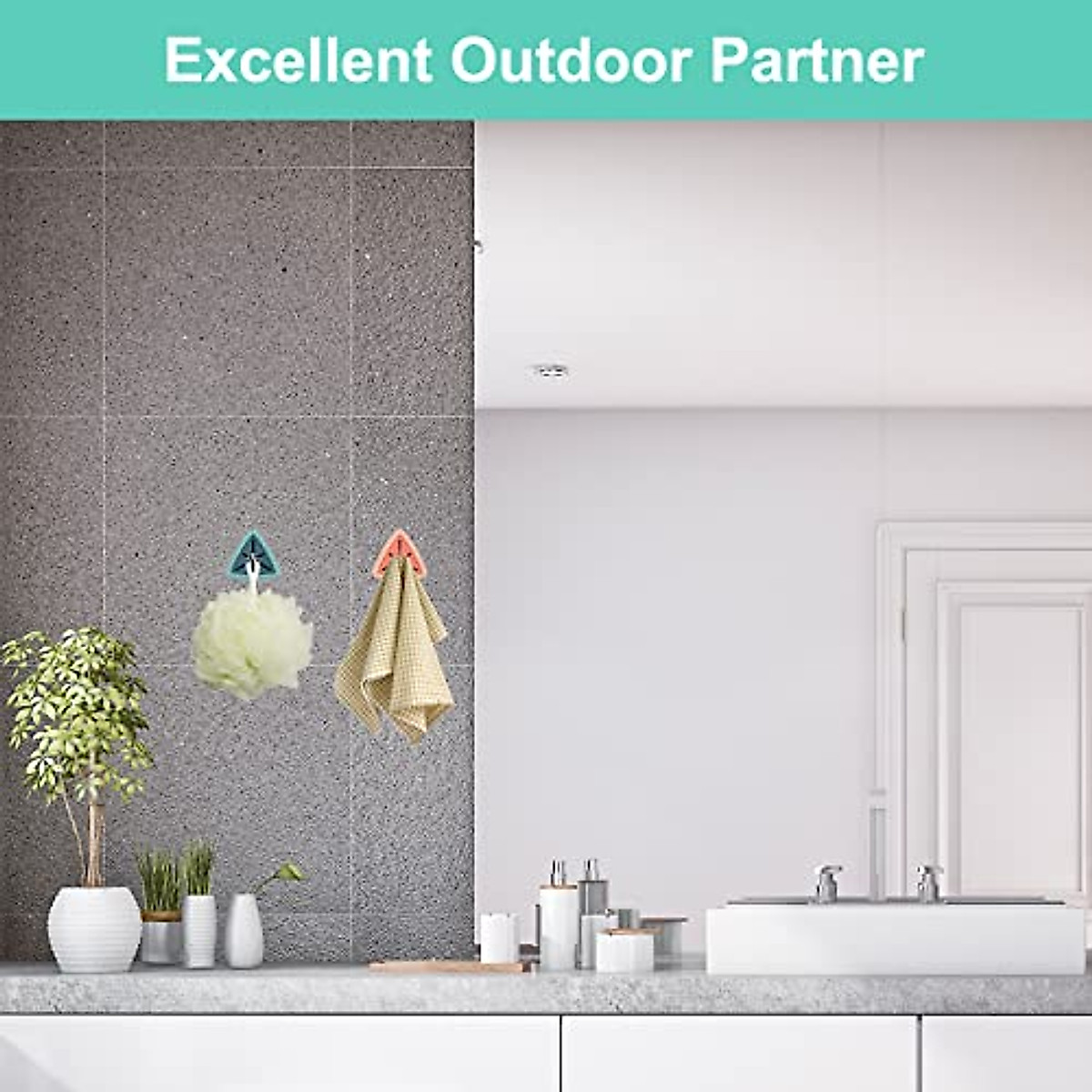 4 Pcs Towel Hook Holder Grabber, Anglecai Self-Adhesive Towel Stopper Dish Cloth Hook for Bathroom Kitchen Wall Mount Towel Hangers Holders