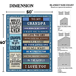 Sixftop Best Grandpa Ever Blanket Gifts from Grandson and Grandaughter Fathers Day Birthday Gifts for Grandpa Papa | to Grandpa Letter Christmas Bday Presents for Papa Throw Blanket 50” X 60"