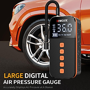 HIWORK 12V Air Compressor, Tire Inflator Portable Air Pump 150 PSI 12V DC Electric Inflator for Car Tires Bikes Balls Balloons and Other Inflatables with Digital Gauge and SOS Light