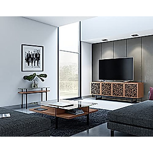 BDI Furniture Elements Quad Cabinet Ricochet Doors, Media Base, Walnut Finish