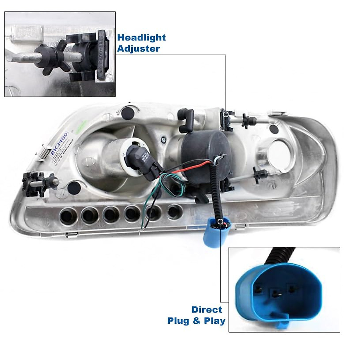 ZMAUTOPARTS LED Black Projector Headlights Headlamps For 1997-2003 Ford F-150/1997-2002 Expedition