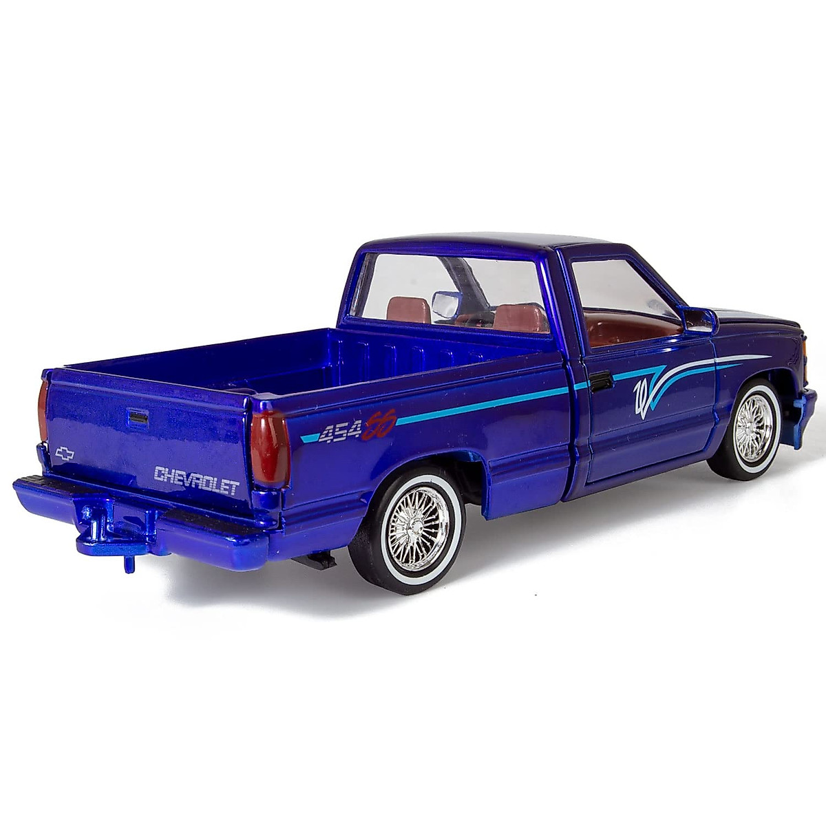 All Star Toys Motormax 1992 Chevy 454SS Pickup Lowrider Truck Candy Blue 1/24 Diecast Model Exclusive Get Low 79036