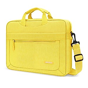 MOSISO Laptop Shoulder Messenger Bag Compatible with MacBook Air 15 inch M2 A2941/Pro 16 inch M3 A2991 M2 A2780 M1 A2485 A2141,15-15.6 inch Notebook with Adjustable Depth at Bottom, Yellow