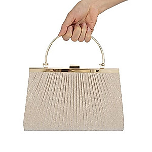 Gripit Pleated Prom Bags Small Apricot Evening Purse for Dinner Formal Bridal Dress Purses for Women Party Clutches