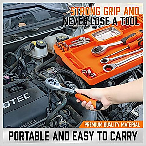 HORUSDY Medium Non-Slip Flexible Tool Tray | Tool Organizer | Tool Storage | Tool Holder | Tool Mats | Small Magnets Tray| Grip Mat Tool Mat | of Christmas Day Tools for Men