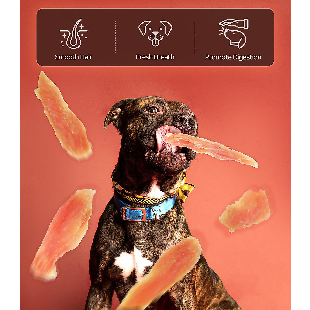 PUPIHOM Chicken Jerky Dog Treats for Dogs 16 OZ 1LBS, Rawhide-Free, Made with Real Breast, Long-Lasting Treats, Dog Training Reward Snacks Dog Chewy Treats