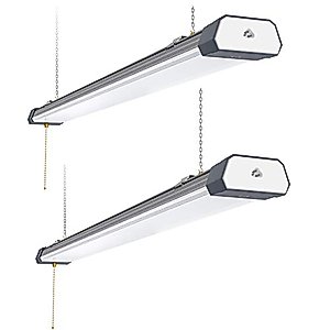 NUOGUAN 100W&120W Linkable LED Shop Light,13000LM Led Utility Shop Lights,5000K Daylight LED Ceiling Lights for Garages Workshops with Plug and ON/Off Pull Chain Hanging & Flush Mount ETL
