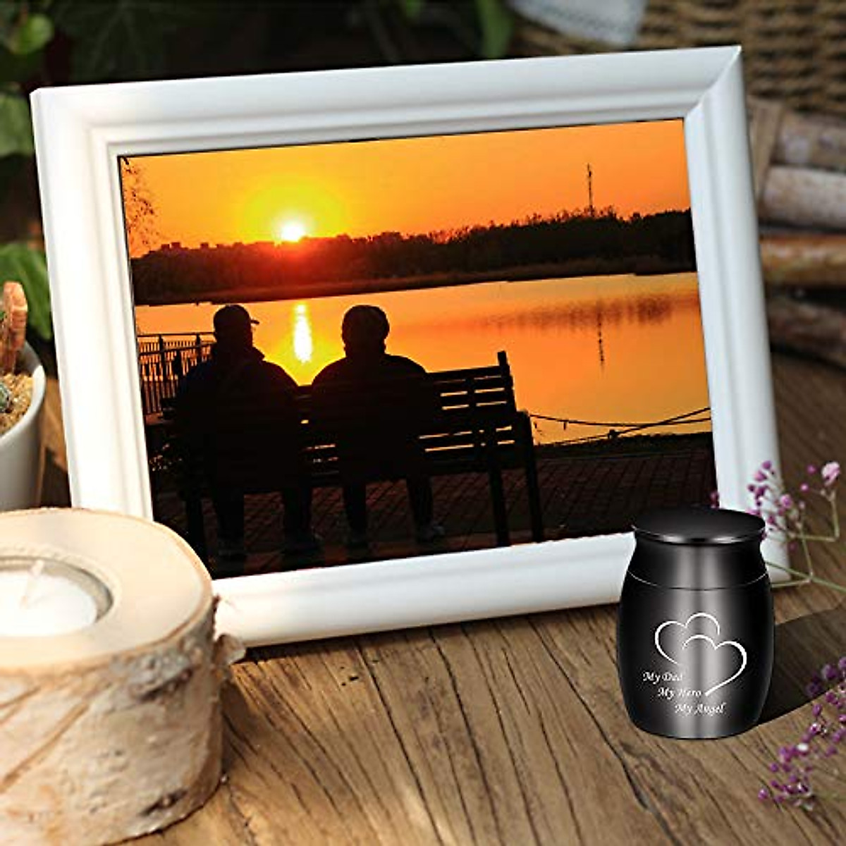 Small Keepsake Urns for Human Ashes Mini Cremation Urns for Ashes Stainless Steel Small Memorial Ashes Holder - My Dad My Hero My Angel