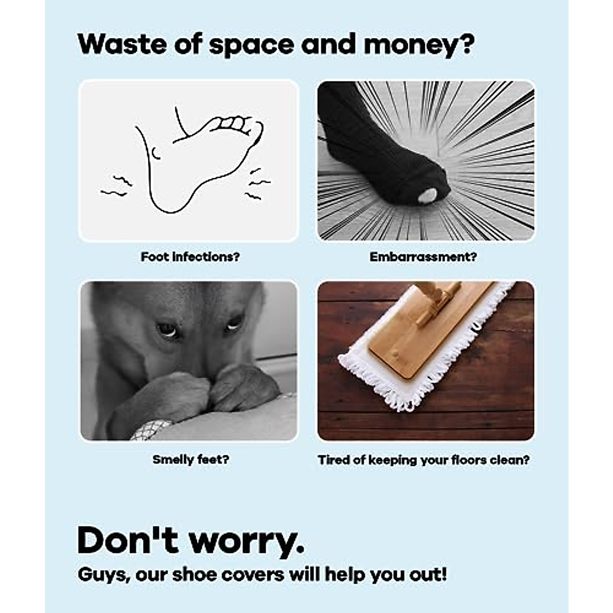 Shoe Covers Disposable -100 Pack（50 Pairs） Disposable Shoe & Boot Covers Waterproof Slip Resistant Shoe Booties, Durable Boot & Shoes Cover, One Size Fits All (CPE Plastic)