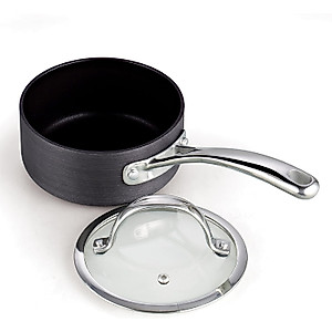 Cooks Standard 1-Quart Saucepan Hard Anodized Nonstick with Glass Lid, Cooking Sauce pot Milk Pan, Black