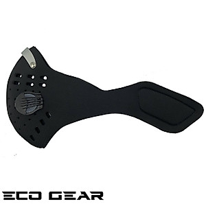 ECO-GEAR Anti Pollution Face Mask with Military Grade Protection | Anti Smoke, Exhaust Gas, Dust, Pollen | Hiking, Running, Walking, Cycling, Ski and other Outdoor Activities (Large, Black)