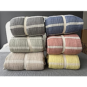 100% Cotton Muslin Throw Blanket, 4 Layers Bedspread, Soft Turkish Cotton Muslin Bed Cover, Reversible Coverlet, Indigo Blue (Throw 47x71-120x180cm)