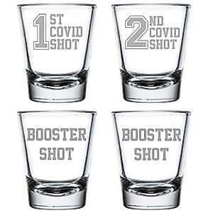 Or Something Set of 4 Shot Glasses Glass Funny Quarantine 1st Shot 2nd Shot Booster Shots