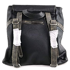 Zelris Western Country Cross Chevron Design Square Rucksack Backpack (Black Pink)