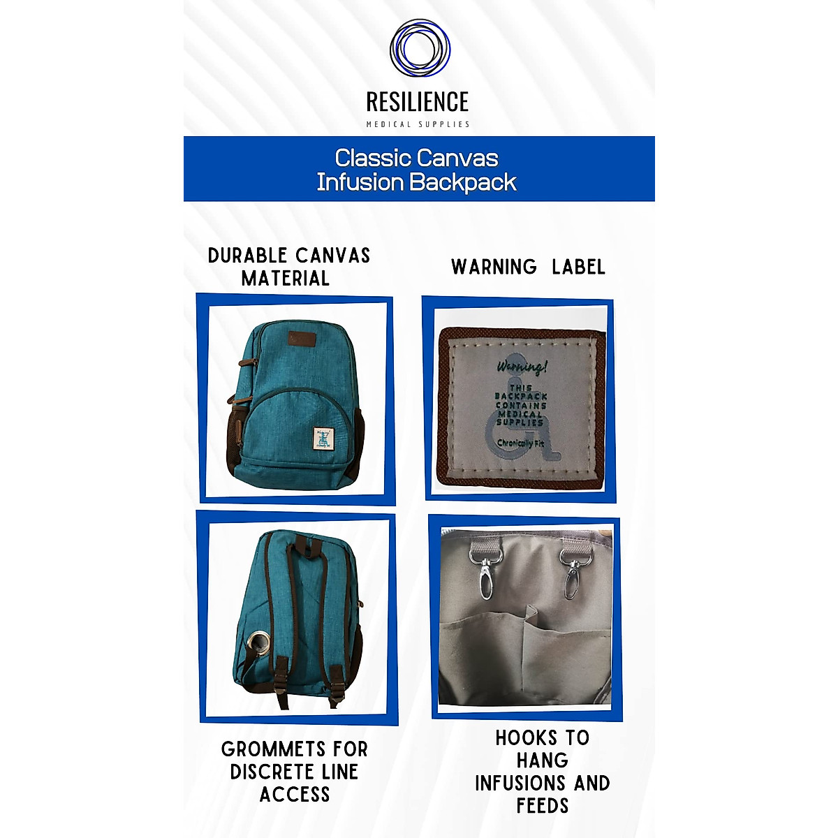 Resilience Medical Limited Edition Blue Flower Canvas Backpack