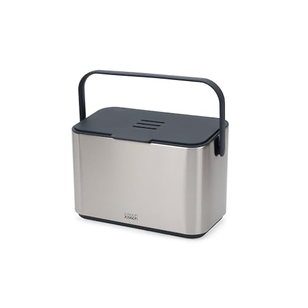Joseph Joseph Collect 1.06 gallon/4 Liters Stainless Steel Food Compost Bin with Handle, Removable Inner Bucket and Bin Liners Storage, Includes Odor Filter and 3x Bin Liners