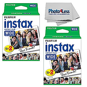 Fujifilm Wide Instant Film Twin Pack X2 (40 Sheets) + Camera and Lens Cleaning Cloth