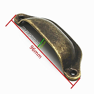 WEICHUAN 20PCS Antique Bronze Iron Drawer Knobs Pulls Handles - Vintage Kitchen Cabinets Furniture Wardrobe Medicine Pull Handle (Length: 96mm Width: 30mm)