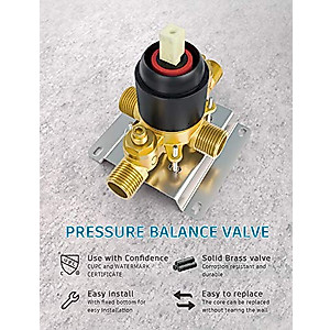 EMBATHER Shower System with Valve, 9-Inch Tub and Shower Faucet Set (Rough-in Valve Included) with 9'' Large Rain Shower Head and Tub Spout, Single-Handle Tub and Shower Trim Kit, Matte Black