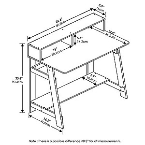 Furinno Simplistic A Frame Computer Desk, Black/French Oak Grey