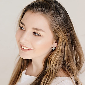 Starchenie Rose Leverback Earrings for Women 925 Sterling Silver Hypoallergenic Jewelry White Gold