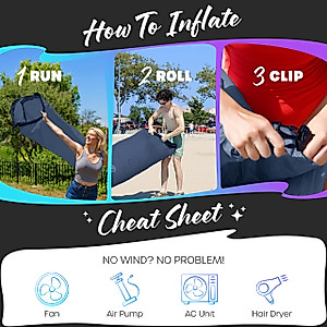 Nevlers 450Lbs Cap Outdoor Inflatable Couch for Camping Navy Blue| Tough 210T Polyester Air Chair Inflatable Lounger | Inflatable Chairs for Movie Night, Hiking, Travel Beach Chair & Portable Hammock