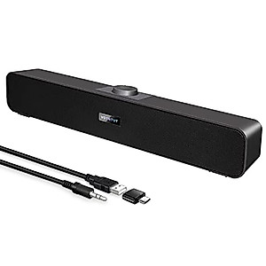 VOTNTUT Computer Speakers,Wired USB Desktop Speaker,Stereo USB Powered Mini Sound Bar Speaker for PC Tablets Desktop Laptop MP3 Mac Air/Pro((USB-C to USB Adapter Included)
