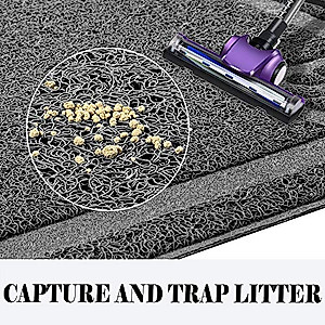 UPSKY Large Cat Litter Mat Trapper 35"×23" Traps Litter from Box and Paws Scatter Control for Litter Box Soft on Sensitive Kitty Paws Easy to Clean Durable (Grey)