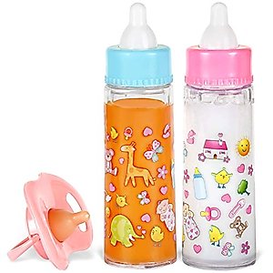 Exquisite Buggy My Sweet Baby Disappearing Magic Bottles - Includes 1 Milk, 1 Juice Bottle with Pacifier for Baby Doll (Colorful)