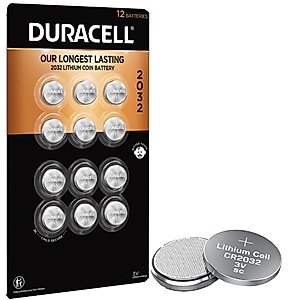 Duracell CR2032 3V Lithium Battery, Child Safety Features, 12 Count Pack, Lithium Coin Battery for Key Fob, Car Remote, Glucose Monitor, CR Lithium 3 Volt Cell (2032 3V)