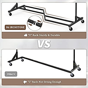 Mr IRONSTONE Upgraded Rolling Clothes Rack, Clothing Racks for Hanging Clothes, Garment Rack Heavy Duty, Commercial Clothes Rack for Clothing, Sturdy Clothes Rack with Shelves
