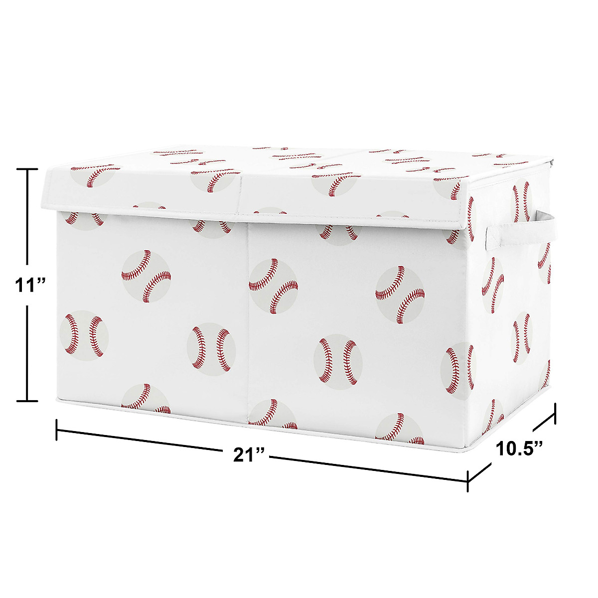 Sweet Jojo Designs Red and White Sports Boy Baby Nursery or Kids Room Small Fabric Toy Bin Storage Box Chest for Baseball Patch Collection