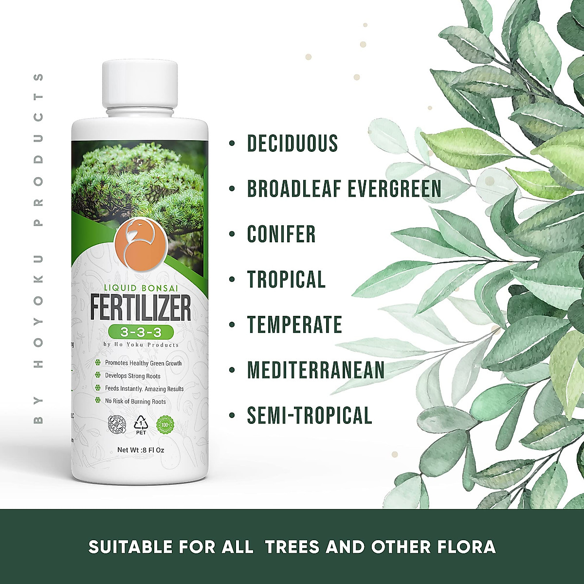 Bonsai Fertilizer by Ho Yoku - Water Soluble and Free of Odor, 3-3-3 Liquid Bonsai Food and Fast Acting for Indoor Plants