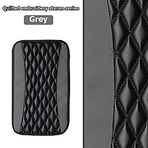 Car Center Console Cushion Pad, Universal Leather Waterproof Armrest Seat Box Cover Protector,Comfortable Car Decor Accessories Fit for Most Cars, Vehicles, SUVs (Gray)
