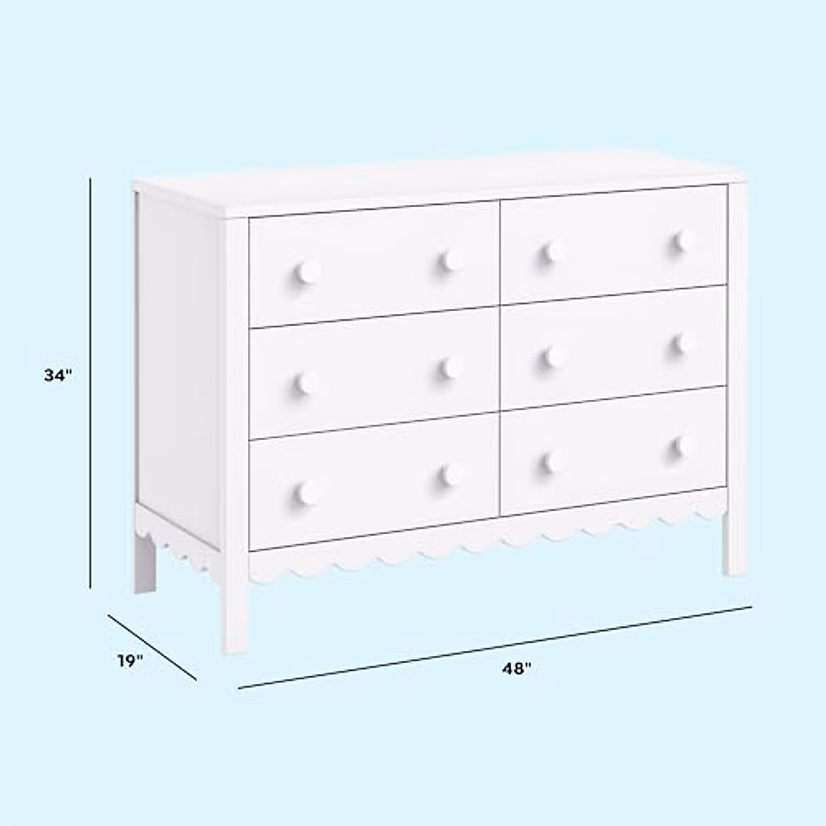daVinci Sammy Scallop 6-Drawer Dresser in White