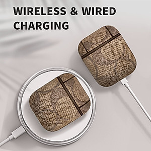 MOLOVA Case for Airpods 1&2 Case,Luxury Stylish PU Ultra Slim & Thin Soft TPU Anti-Slip Scratch Resistant Drop Proof Full Cover Case with Keychain/Lanyard