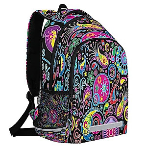 GzLeyigou Tribal Paisley School Backpacks for Boys Girls Ethnic Paisley BookBag for Teen Girls Travel Schoolbag for Boys Girls Middle High school Bookbags