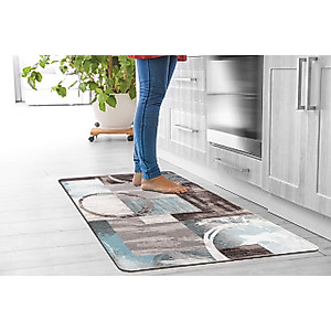 Rugshop Contemporary Abstract Circles Anti Fatigue Standing Mat 18" x 30" Gray